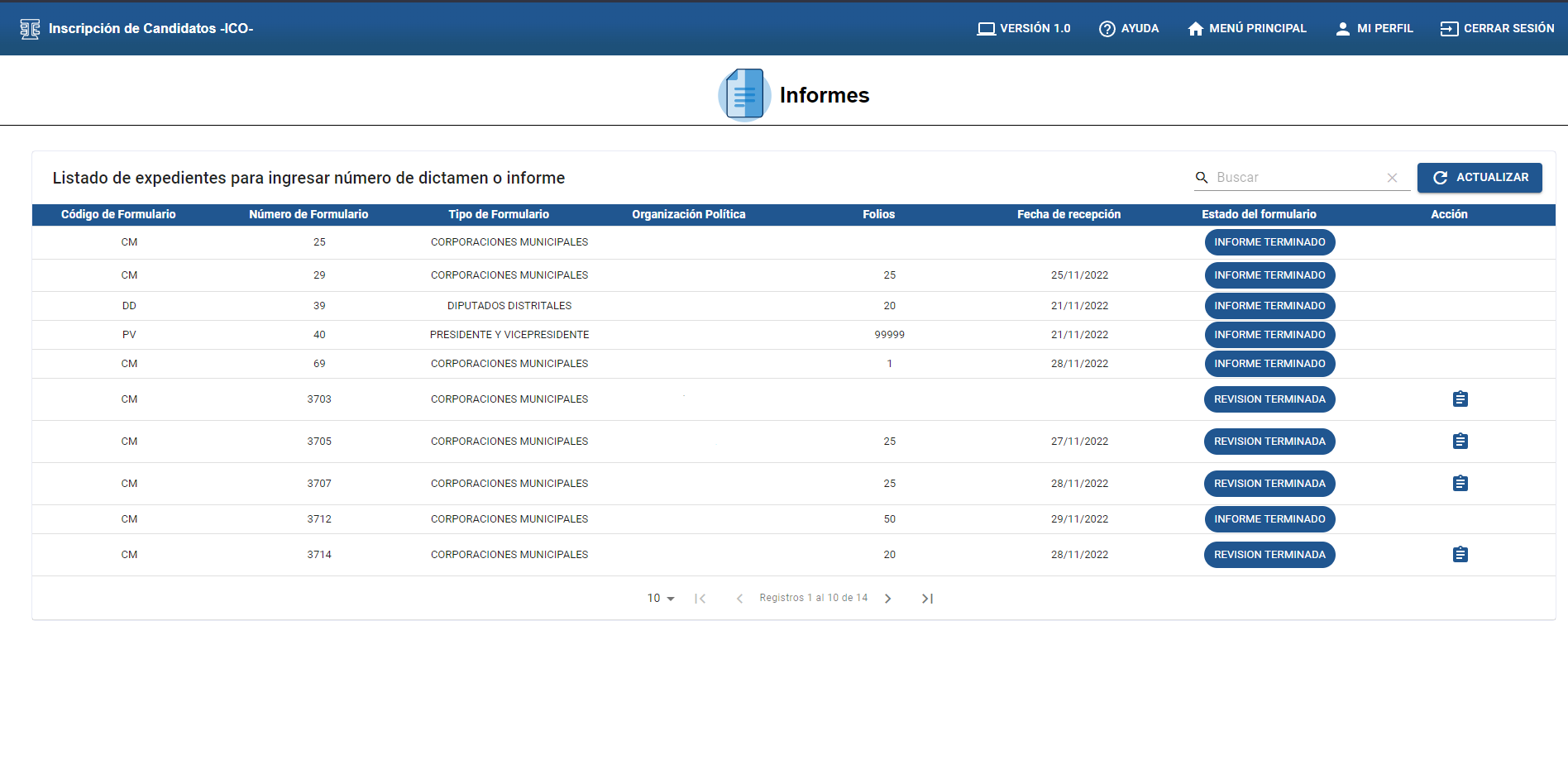 Elaboración de Informes | Ayuda del Portal Web Interno TSE