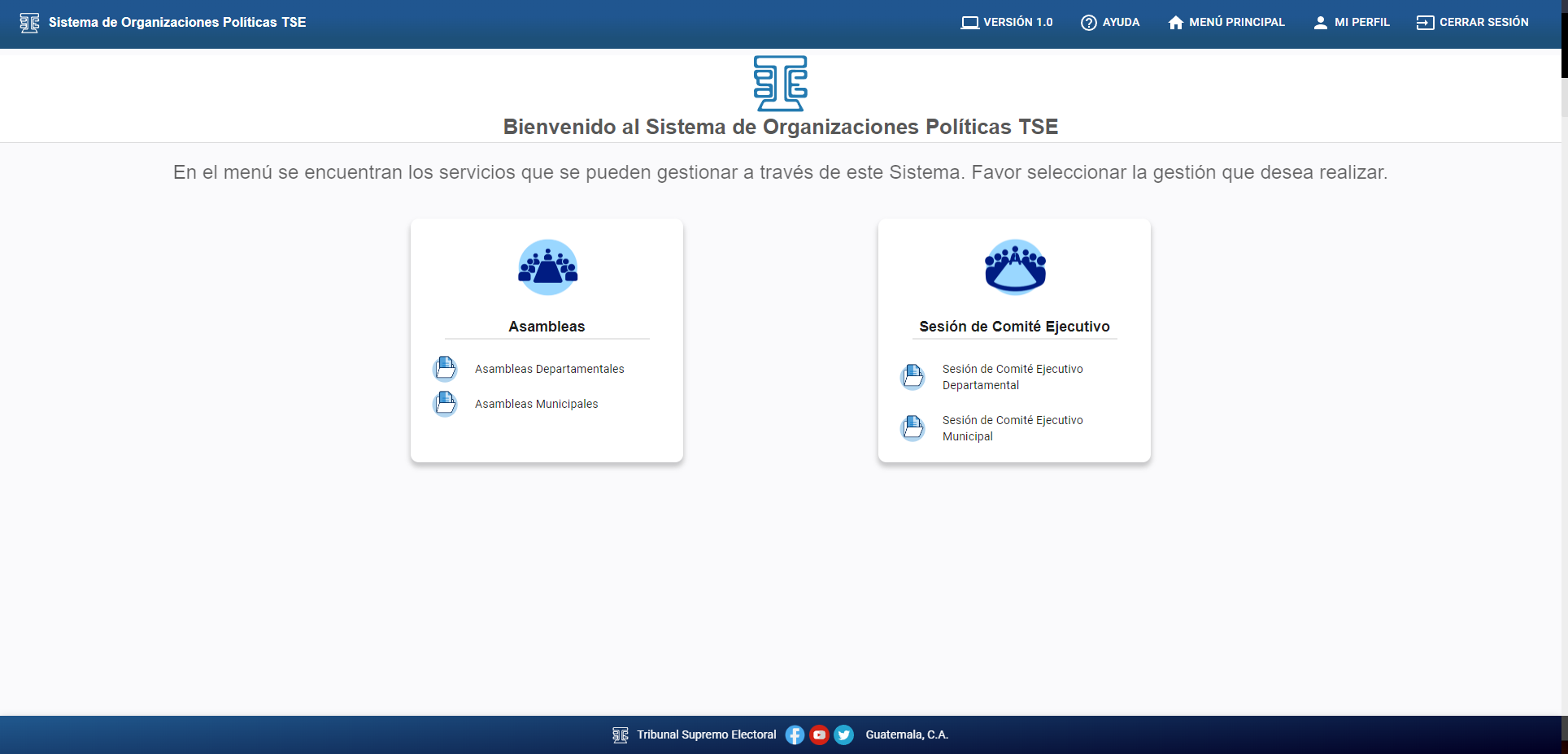 Sesión Comité Ejecutivo Municipal | Ayuda del Portal Web Interno TSE